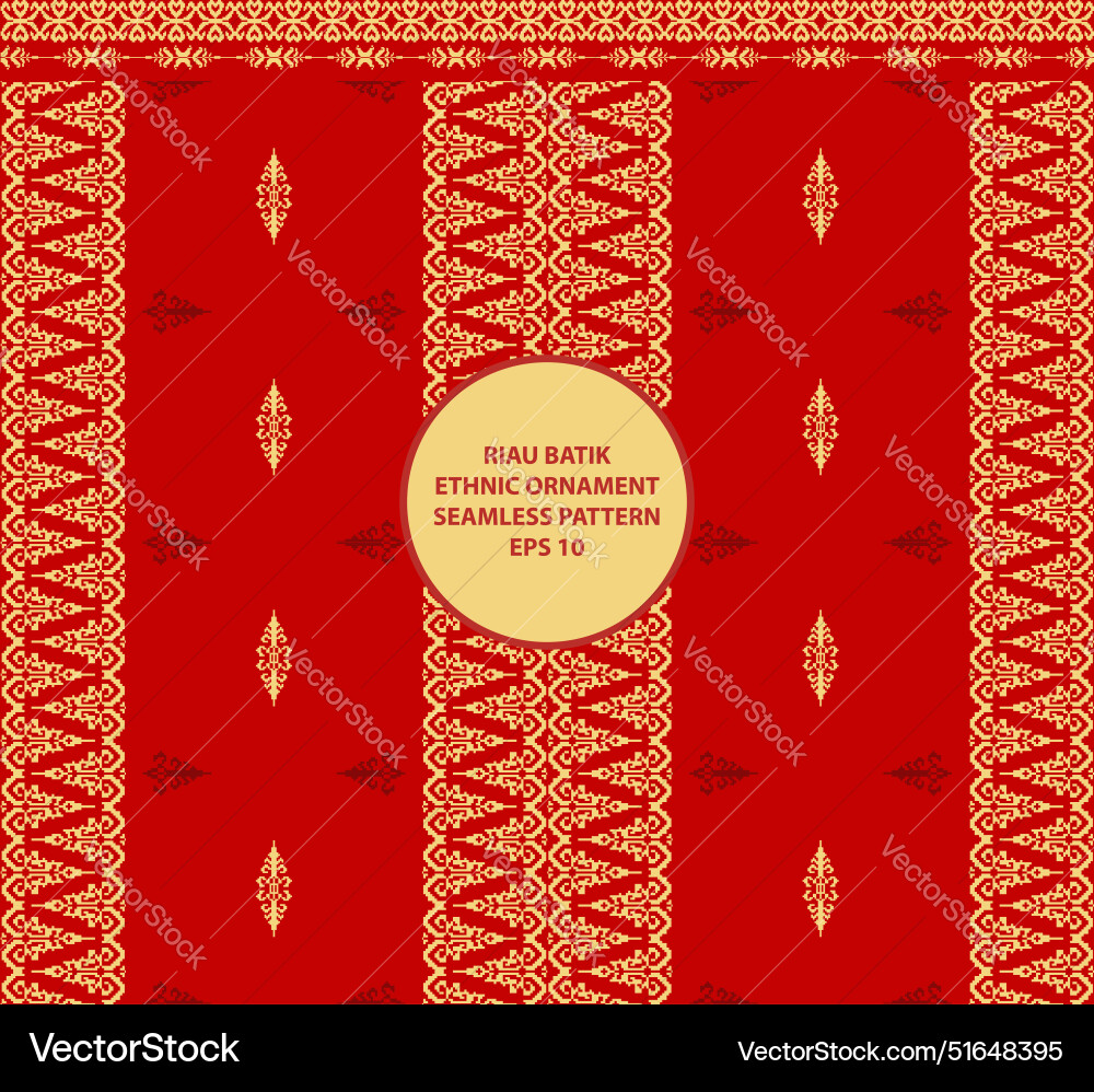 Riau batik ethnic ornament seamless pattern red Vector Image