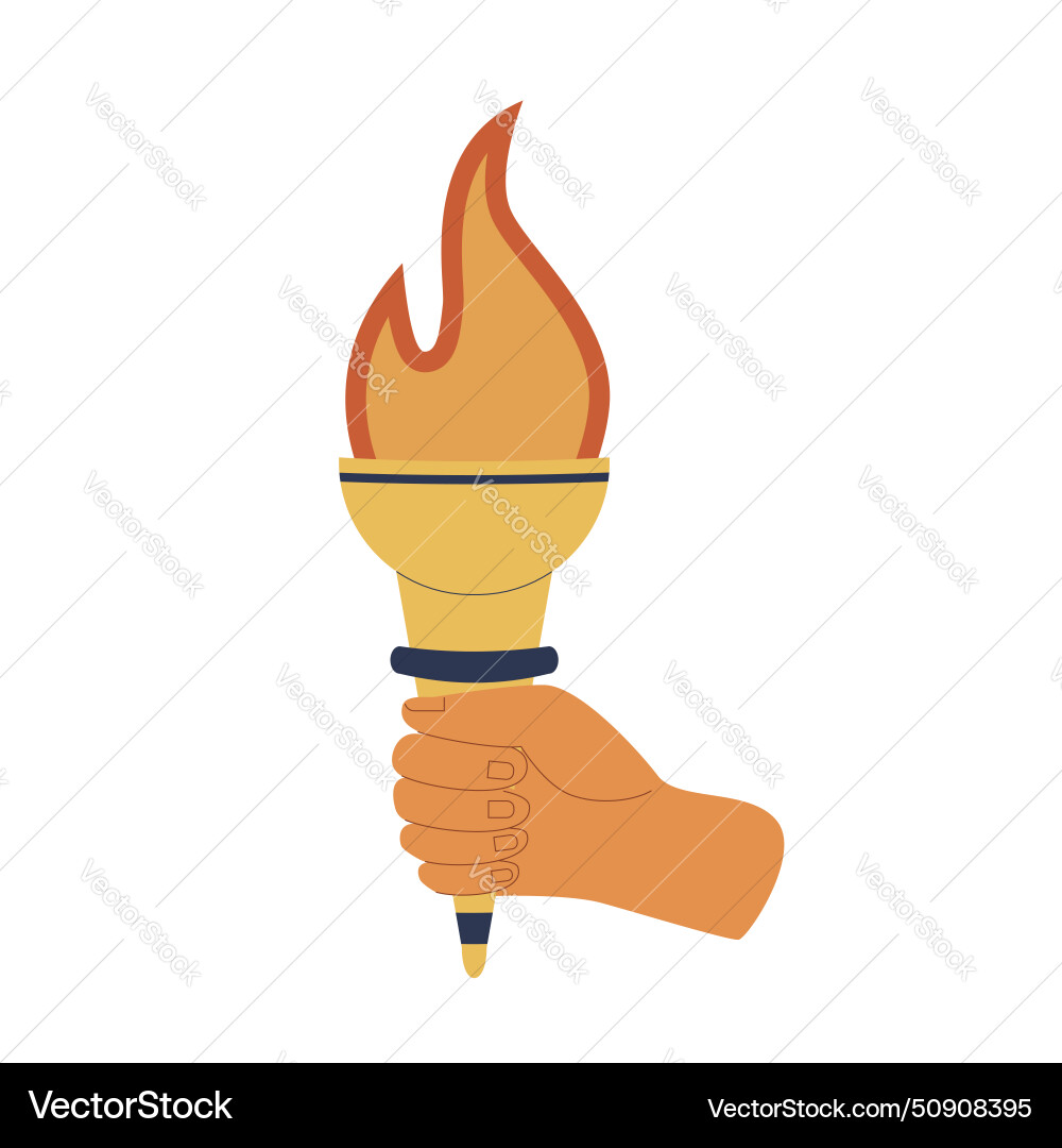 Torches with burning flame in hand symbol Vector Image
