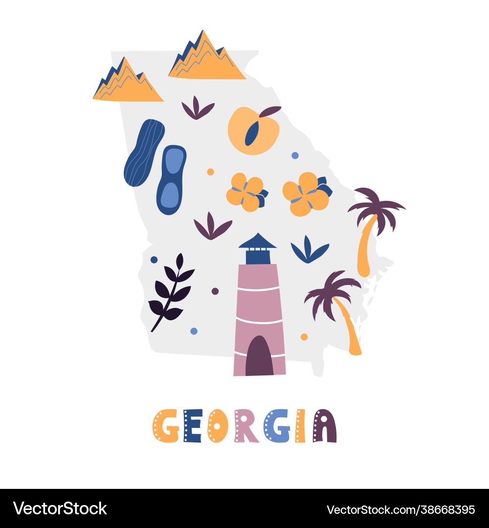 Usa map collection state symbols on gray Vector Image