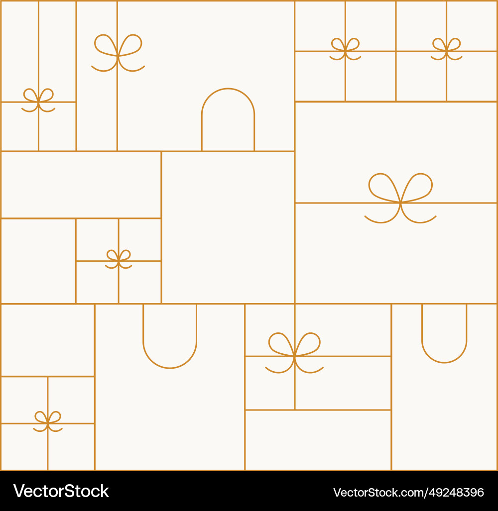 Art deco present box composition linear beige Vector Image