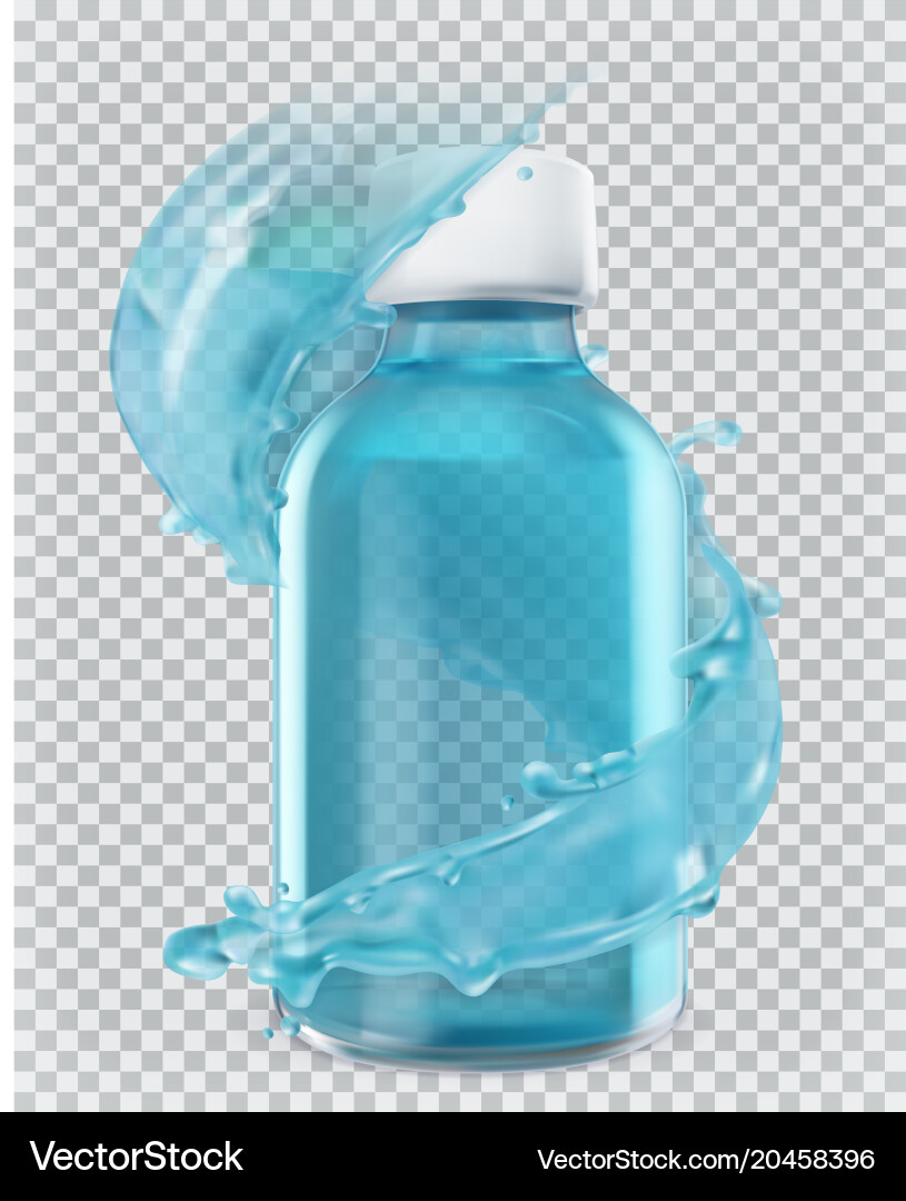 Blaue Flasche und Wasserspritzer 3d Realismus-Ikone