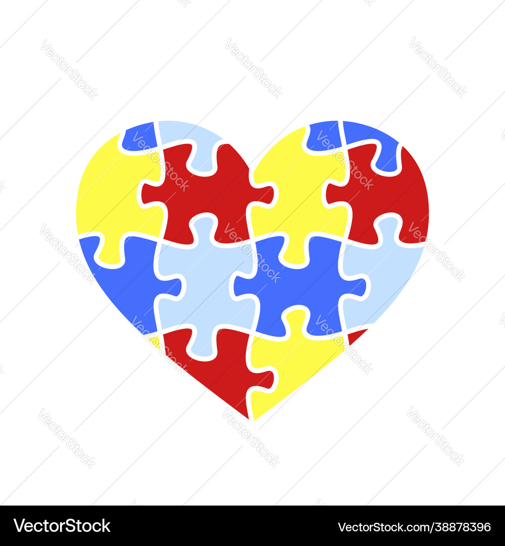 Child autism awareness icon puzzle heart shape Vector Image