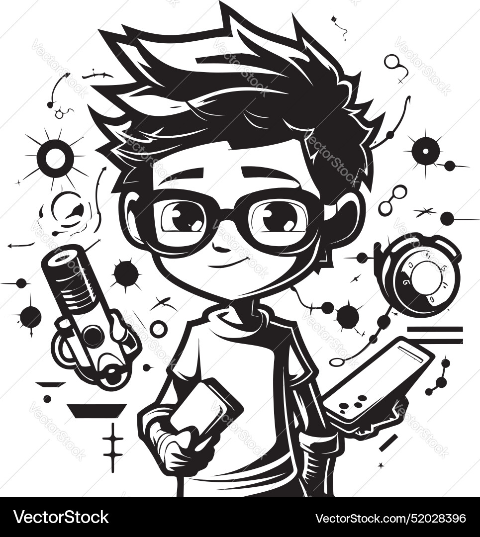 Code maverick icon of cyber kid for black logo Vector Image