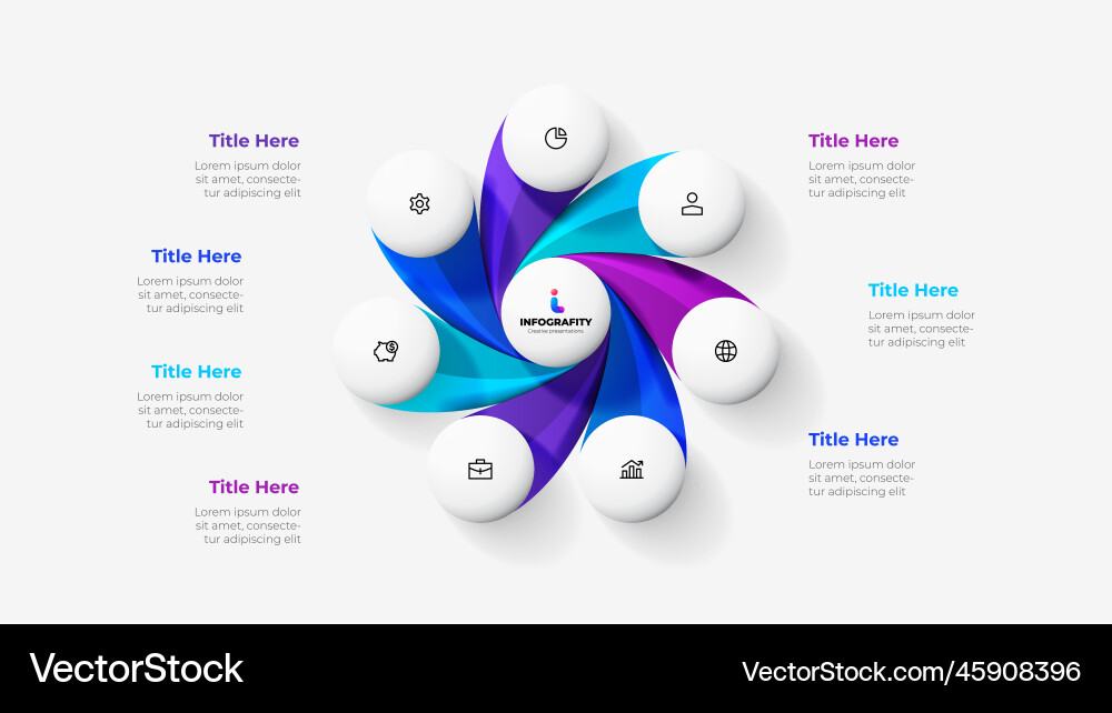 Cycle diagram with 7 options or steps slide Vector Image