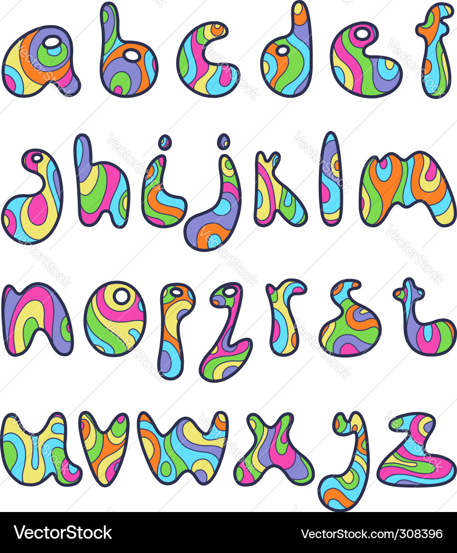 Psychedelic alphabet letters Royalty Free Vector Image