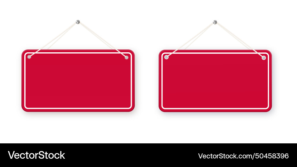Red shop door signs hanging isolated empty Vector Image