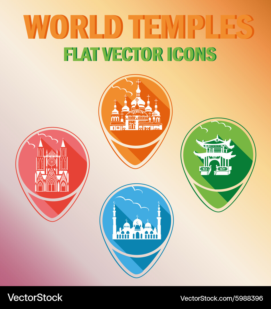 World temples Royalty Free Vector Image - VectorStock