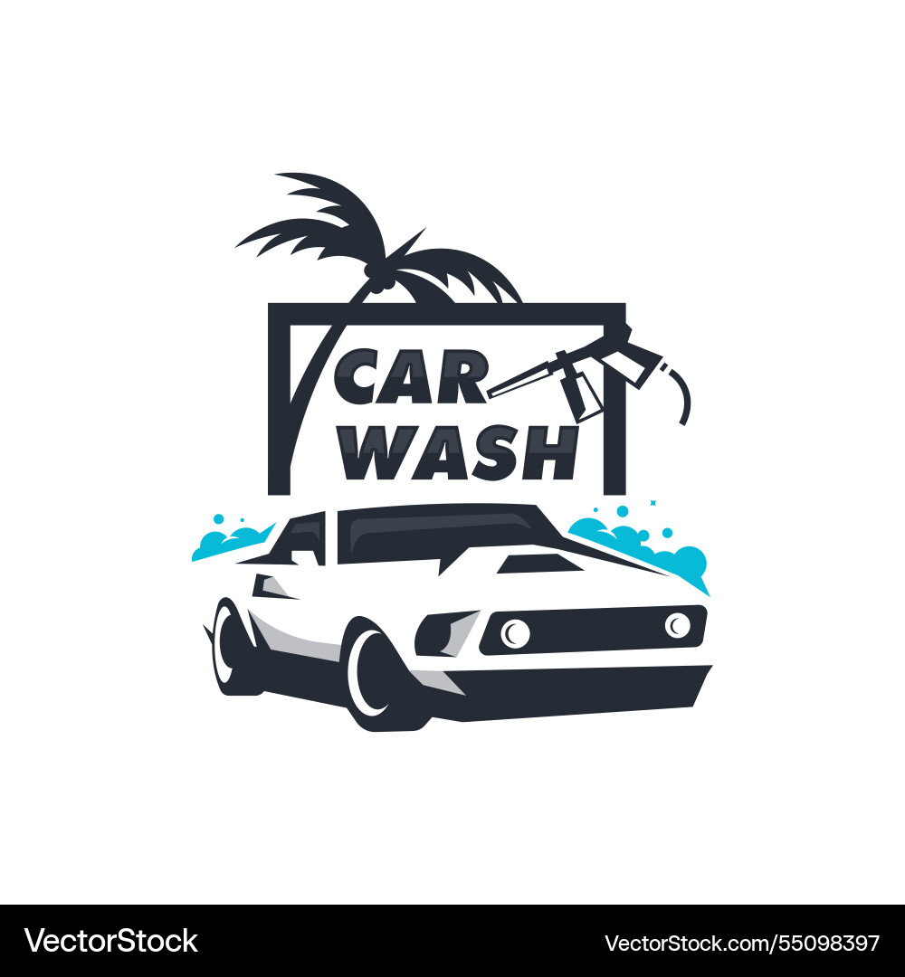 Car with water spray logo Royalty Free Vector Image