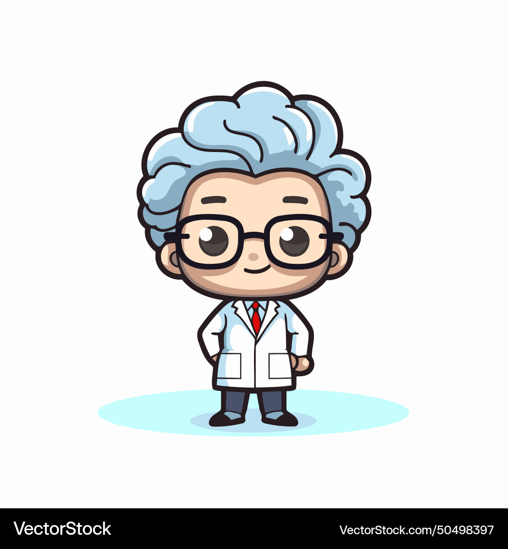 Cartoon doctor character - science Royalty Free Vector Image