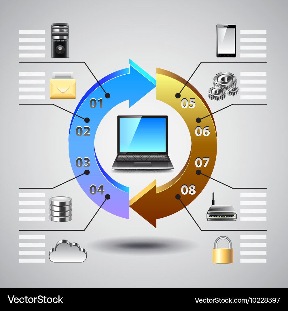 Computer network infographics background Vector Image