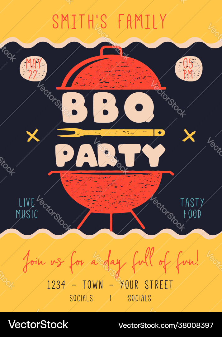 Cute barbecue party flyer bbq poster template Vector Image