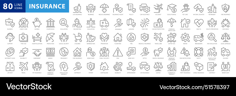 Insurance elements - minimal thin line web icon Vector Image