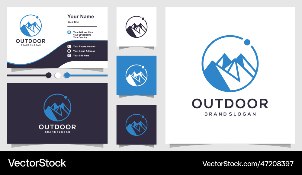 Outdoor logo with mountain inside circle stye Vector Image