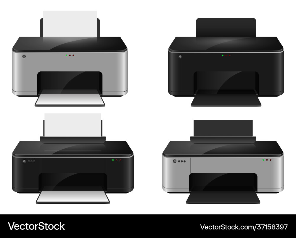 Realistic inkjet printer design isolated on white Vector Image
