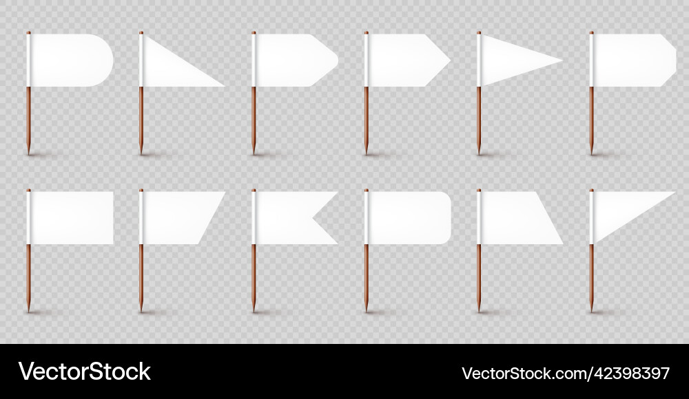 Realistic various toothpick flags wooden Vector Image