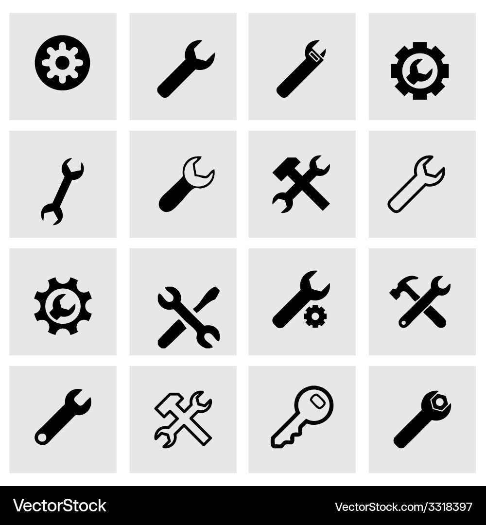 Settings wrench icon set Royalty Free Vector Image