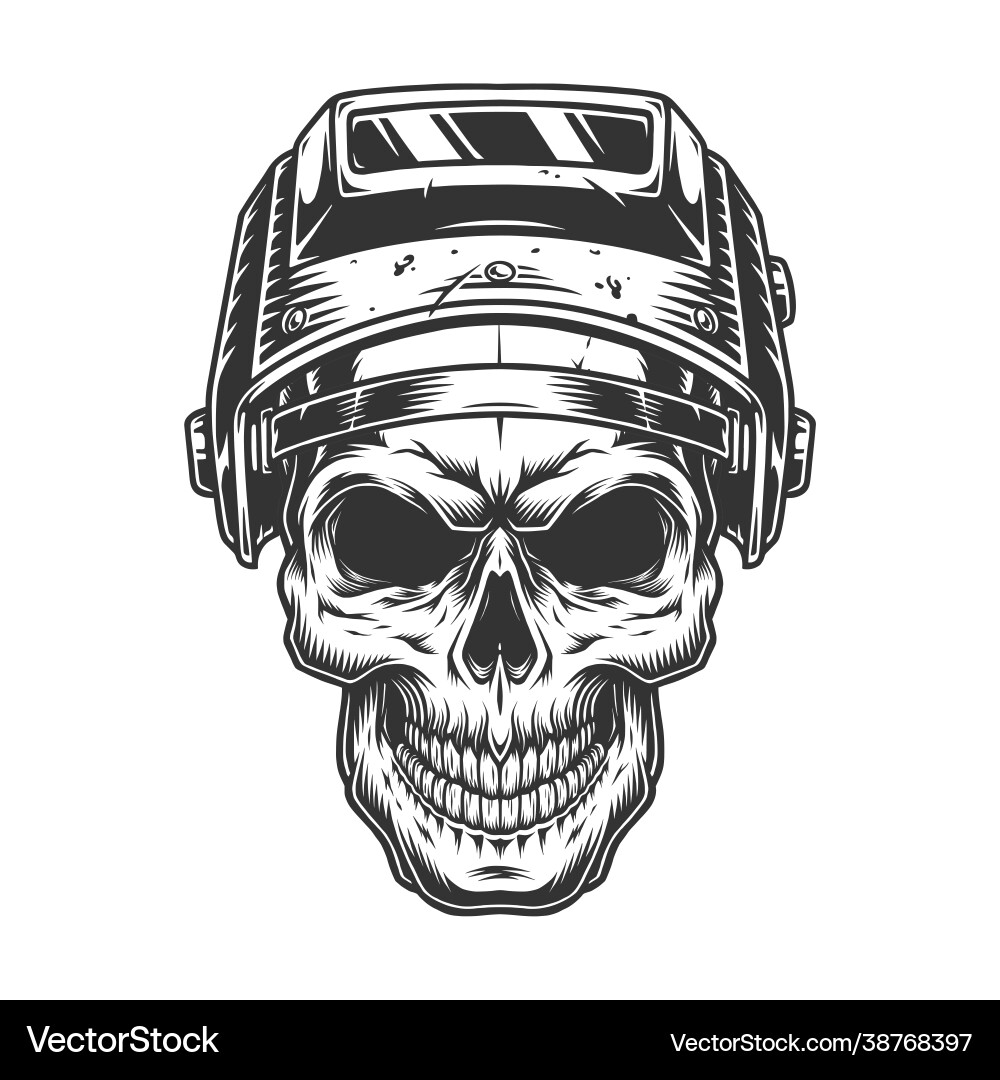 Skull in welding mask vintage concept Royalty Free Vector