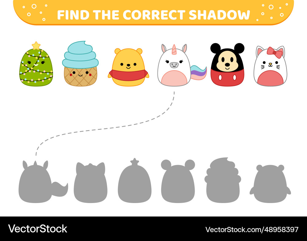 Squishmallow Shadow Match Game Royalty Free Vector Image