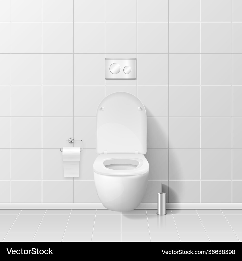 3d realistic white ceramic toilet Royalty Free Vector Image