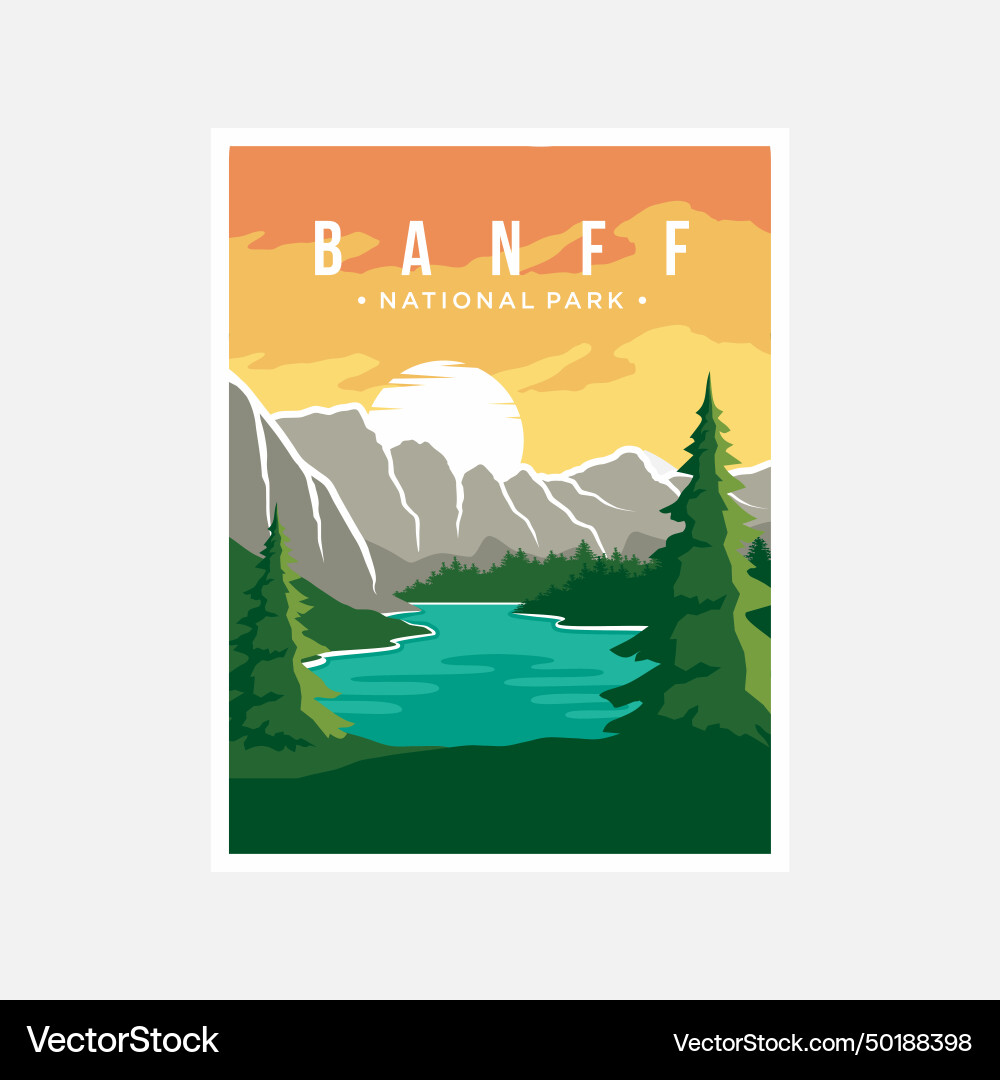 Banff national park poster design Royalty Free Vector Image