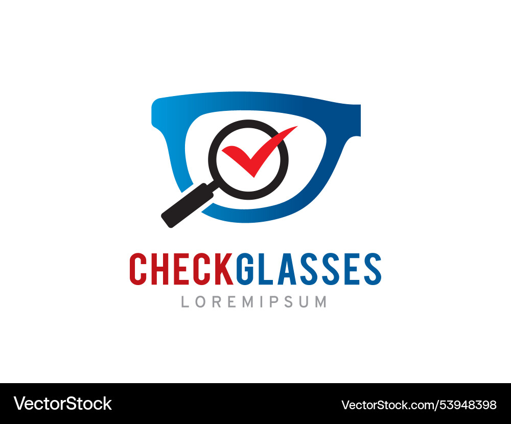 Check glasses logo symbol or icon template Vector Image