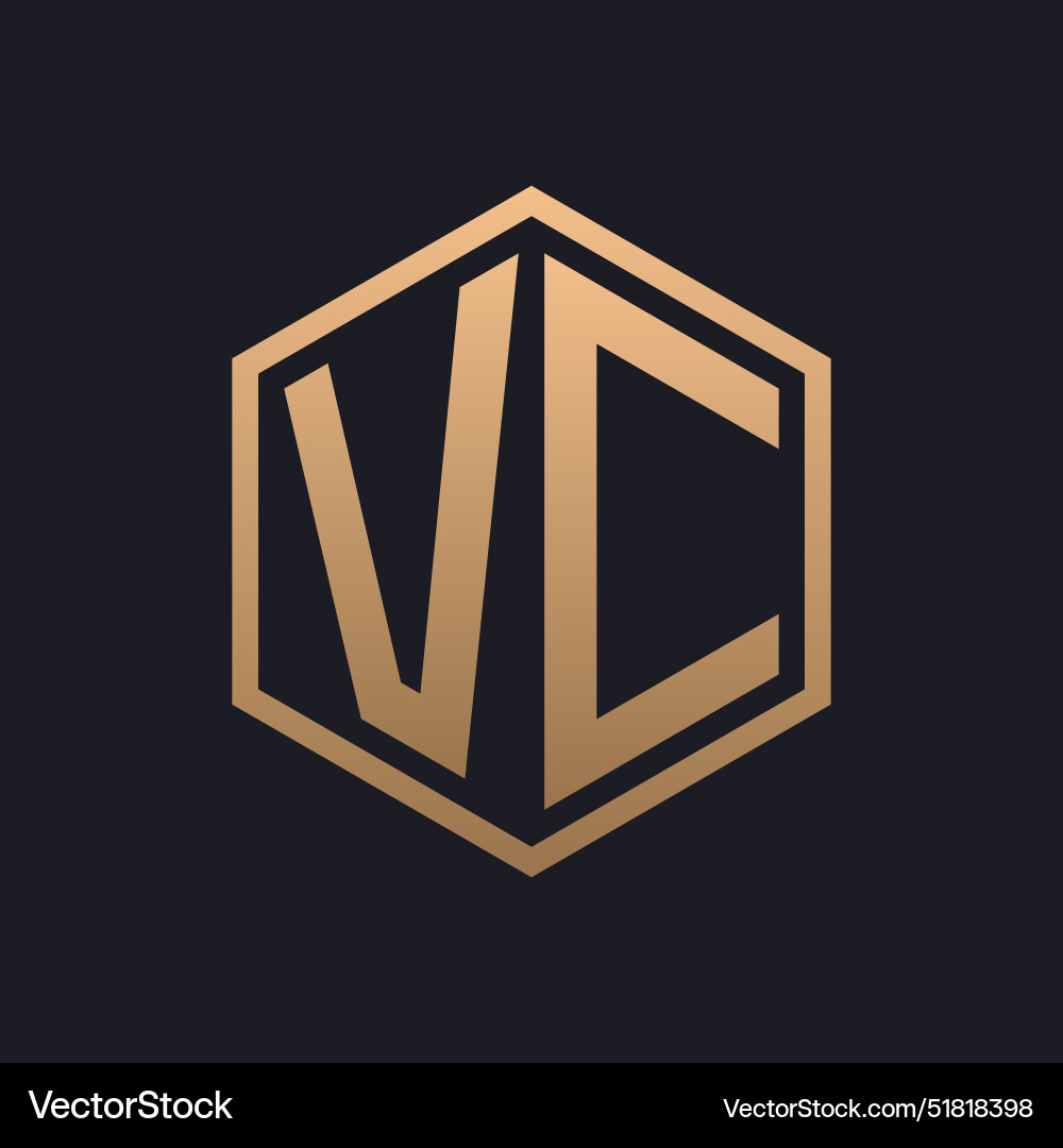 Elegant hexagon letter vc logo design initial Vector Image