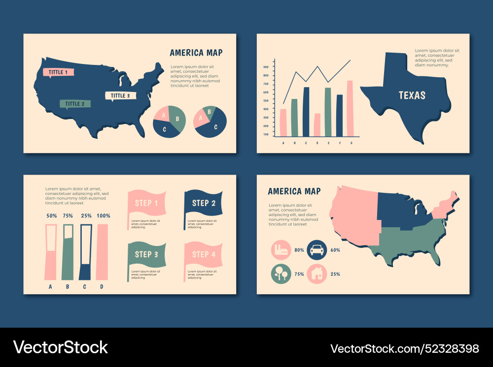 Hand-drawn america map infographic Royalty Free Vector Image