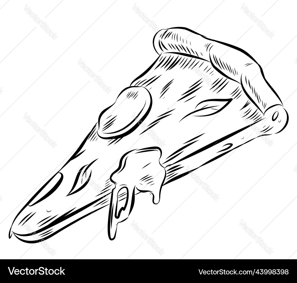 Hand drawn sketch style pizza slice Royalty Free Vector