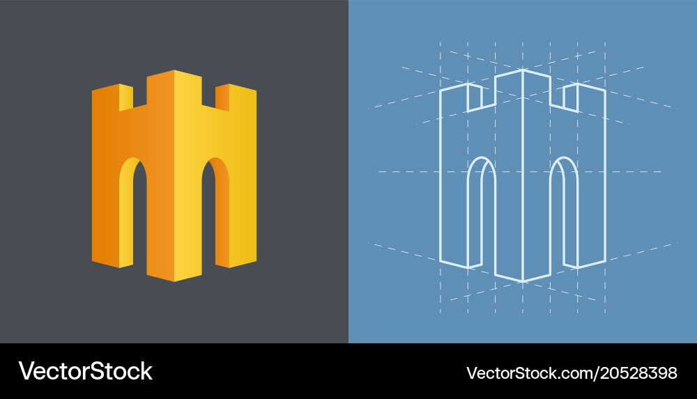 Helmet and tower logo Royalty Free Vector Image