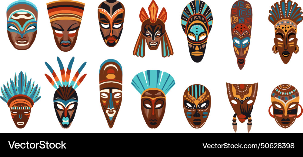 Indigenous mask set Royalty Free Vector Image - VectorStock