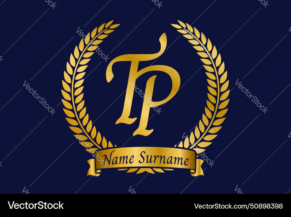 Initial letter t and p tp monogram logo design Vector Image