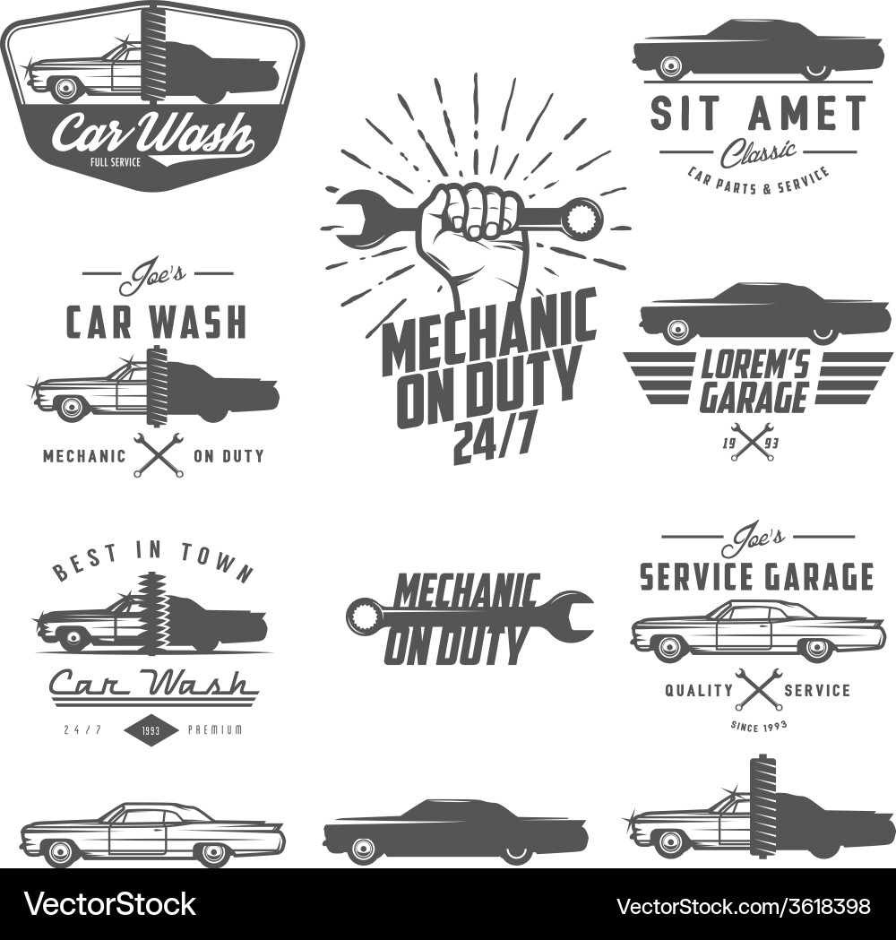 Set of car service labels emblems and logos Vector Image