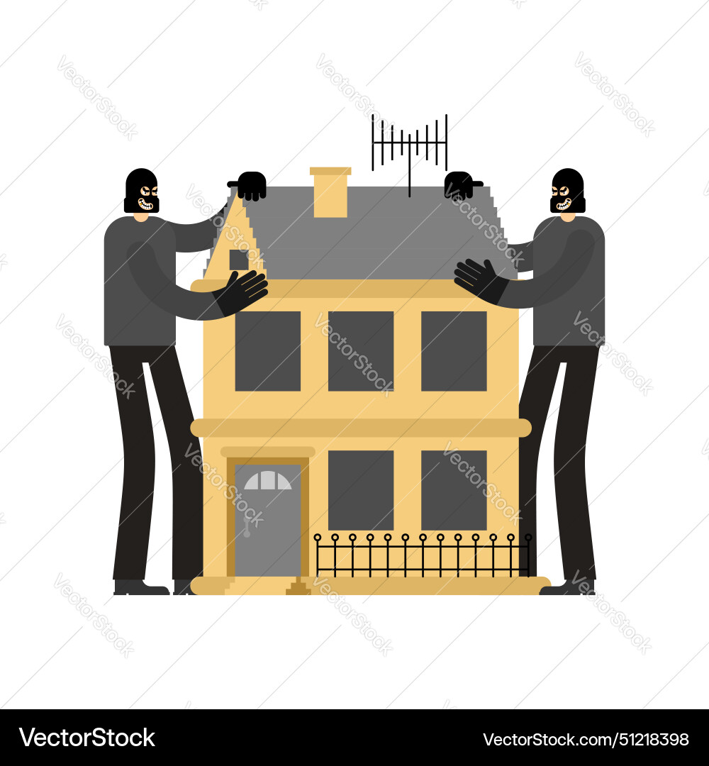 Thief stolen house criminal stole home Royalty Free Vector