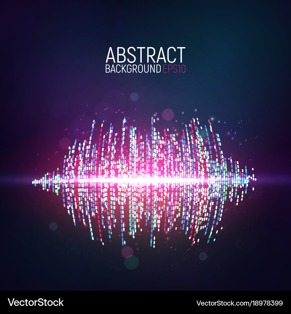 Abstract glowing sound waves on dark background Vector Image