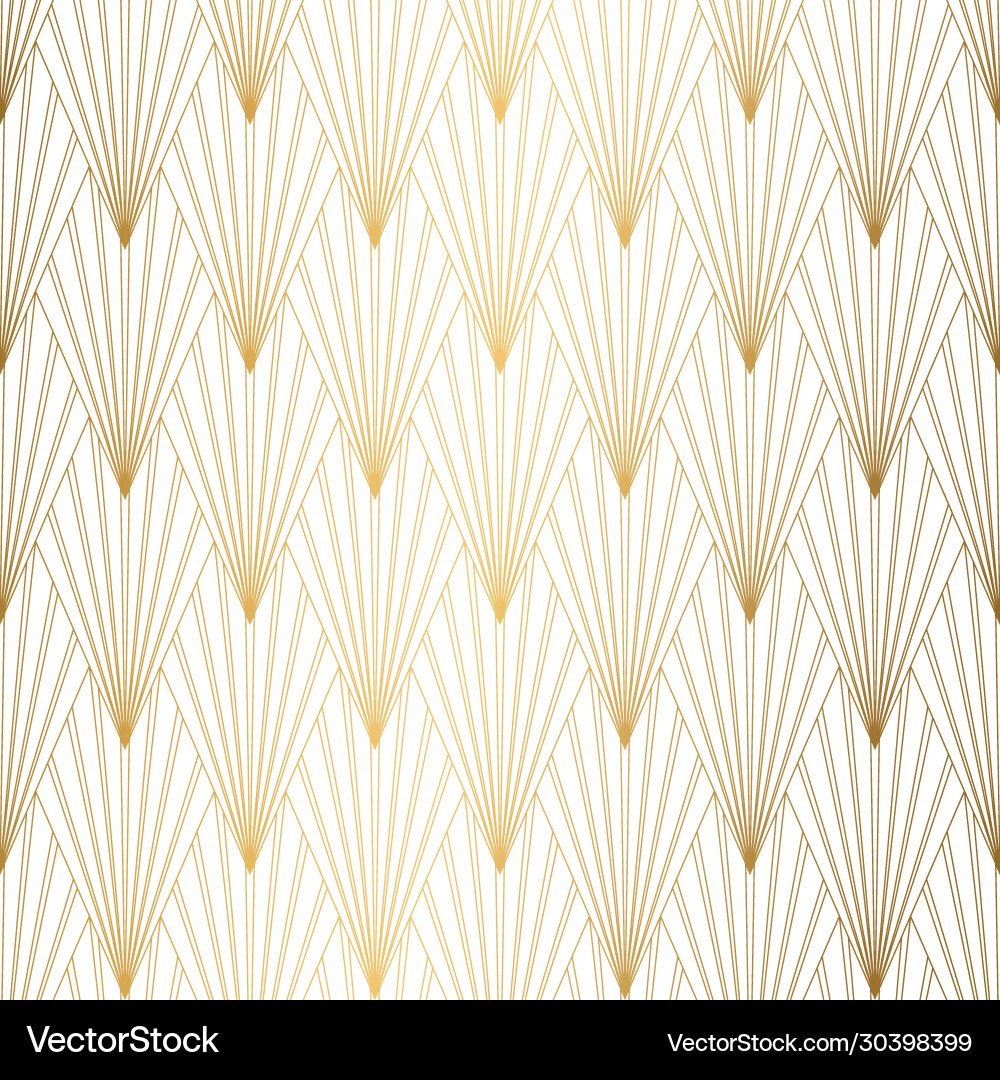 Art deco pattern seamless white and gold Vector Image