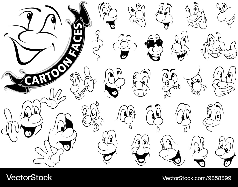 Cartoon faces set Royalty Free Vector Image - VectorStock
