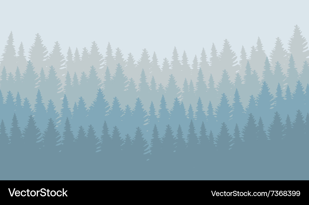 Foggy Coniferous Forest Royalty Free Vector Image