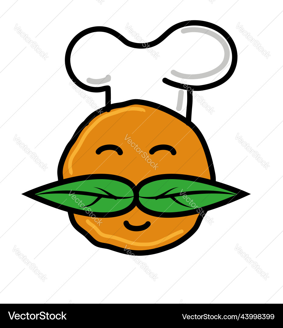 Meetball with mustache and basil Royalty Free Vector Image