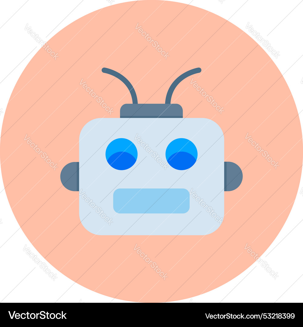 Robot flat circle icon Royalty Free Vector Image