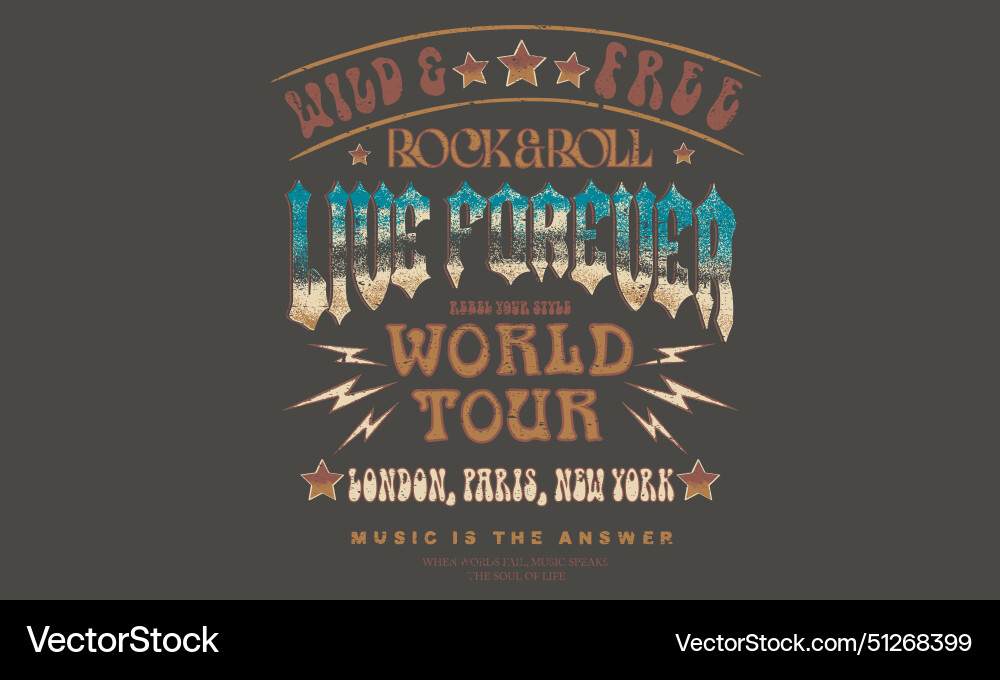Rock and roll t-shirt design Royalty Free Vector Image