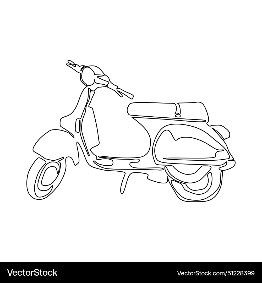 Single continuous line drawing scooter retro Vector Image