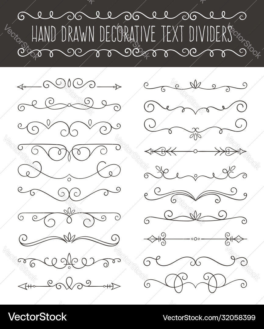 Swirl text divider set Royalty Free Vector Image