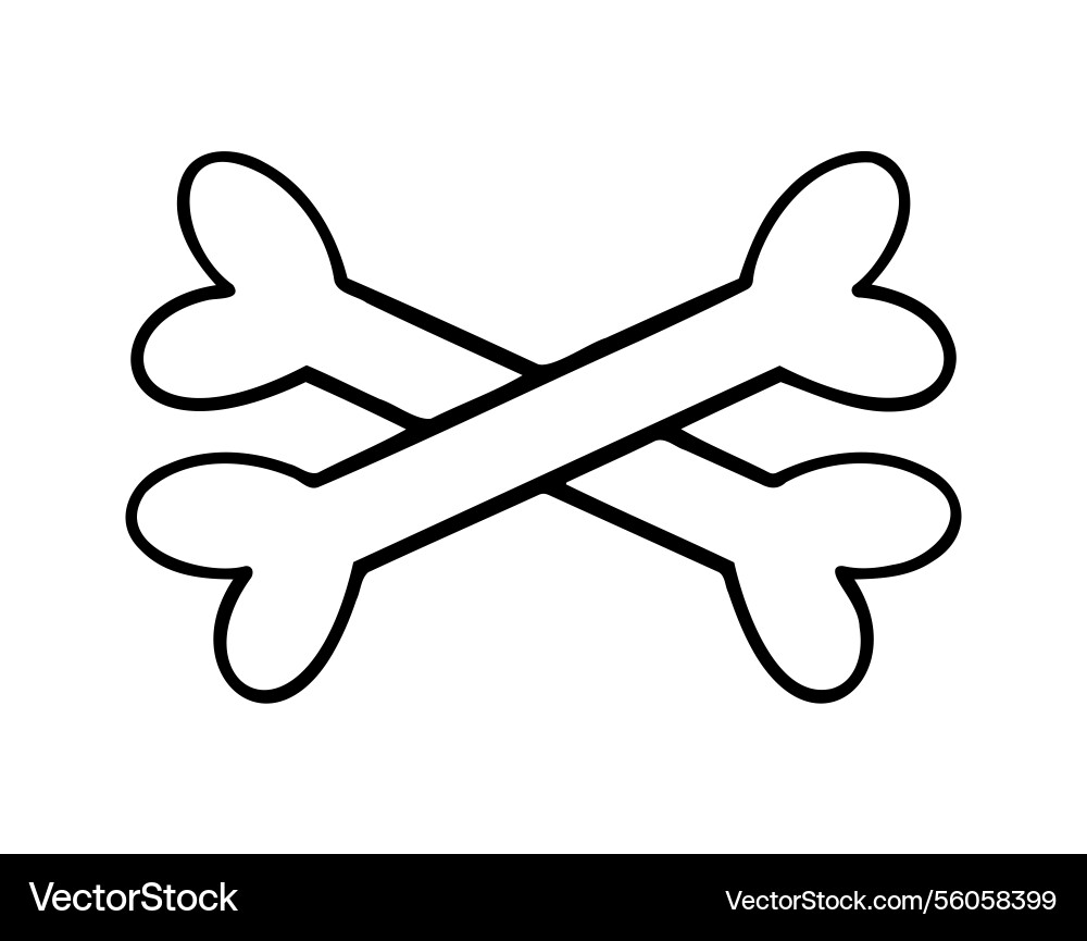 Two crossed bones doodle hand drawn icon outline Vector Image