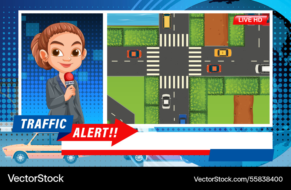 A news reporter with live traffic update – Royalty-Free Vector ...