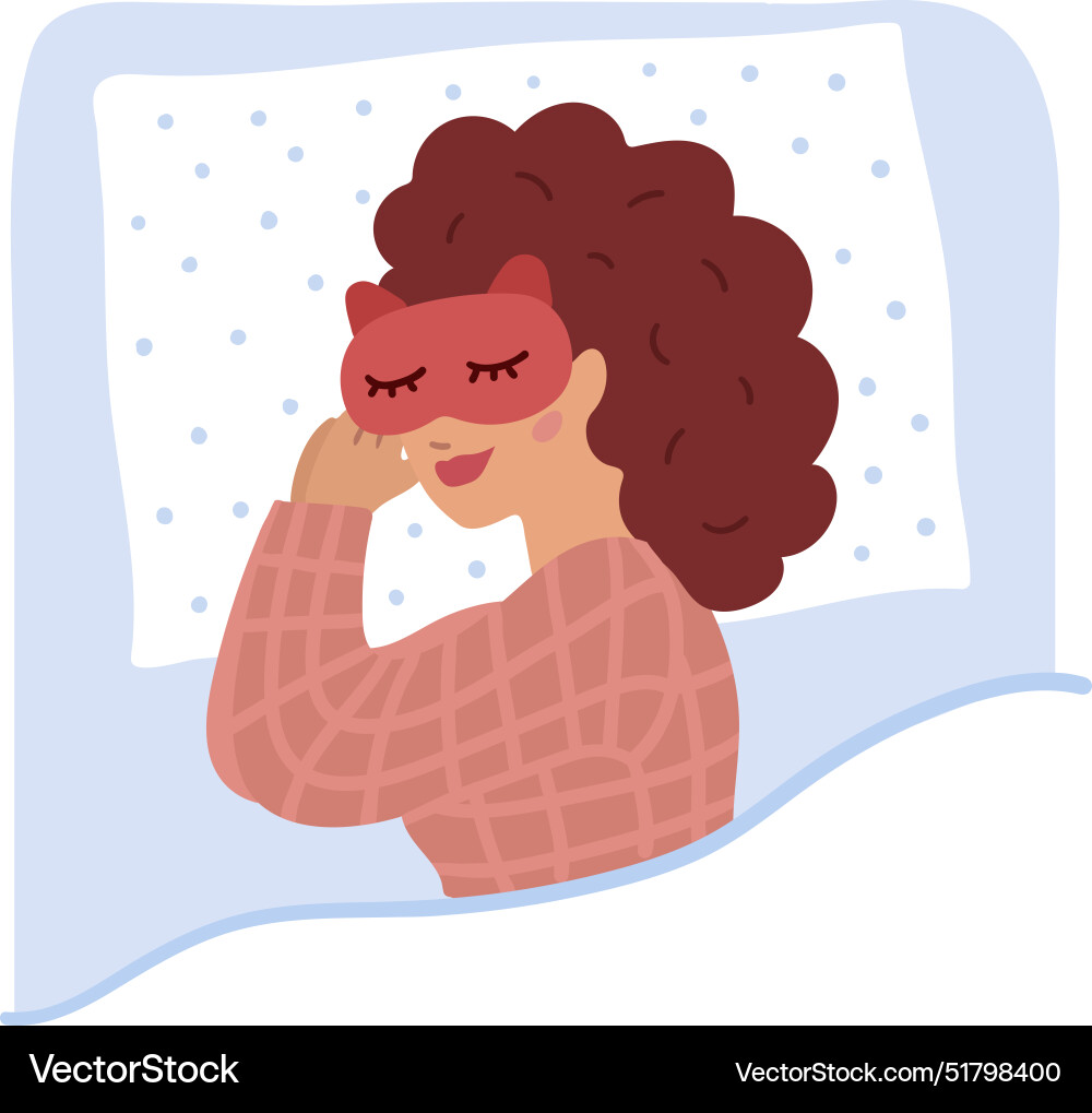 Asleep young woman wearing sleeping mask Vector Image