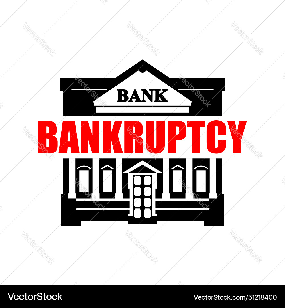 Bank bankruptcy sign collapse icon Royalty Free Vector Image