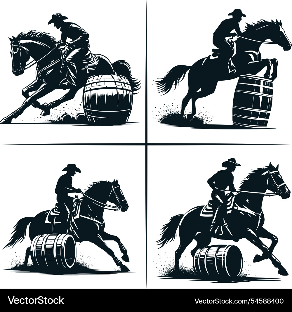 Barrel Racing Horses SVG Artwork Royalty Free Vector Image