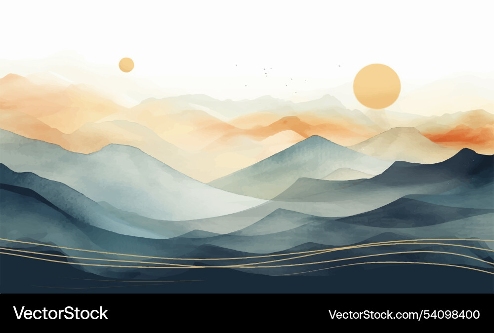 Blue mountain background oriental luxury Vector Image
