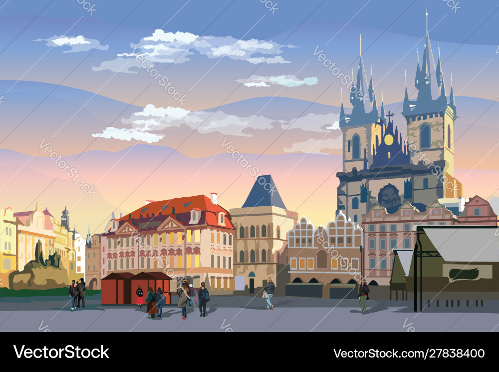 Colorful prague 10 Royalty Free Vector Image - VectorStock