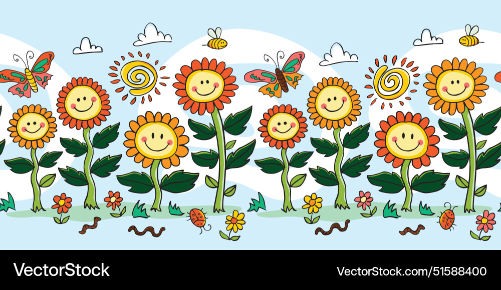 Colorful smiley face flower Royalty Free Vector Image